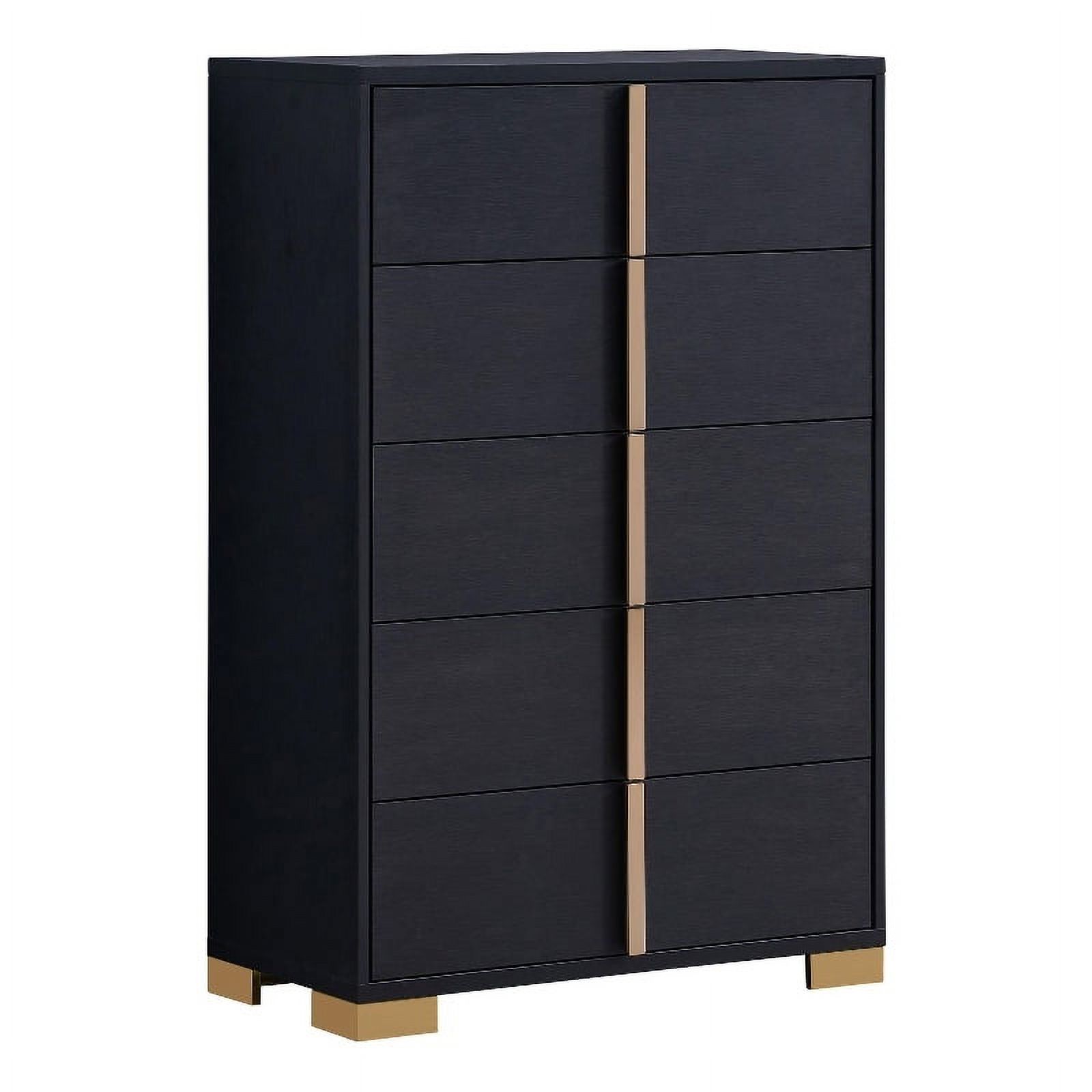 Pemberly Row Contemporary Wood Rectangular Chest in Black and Gold ...