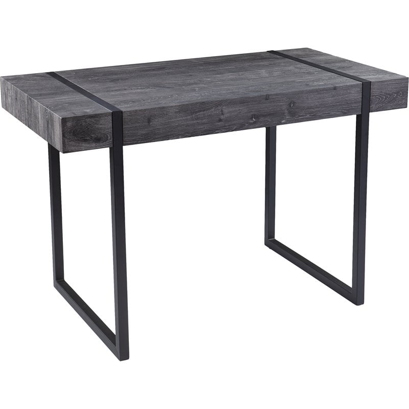 Pemberly Row Contemporary Wood Small Space Writing Desk in Black ...