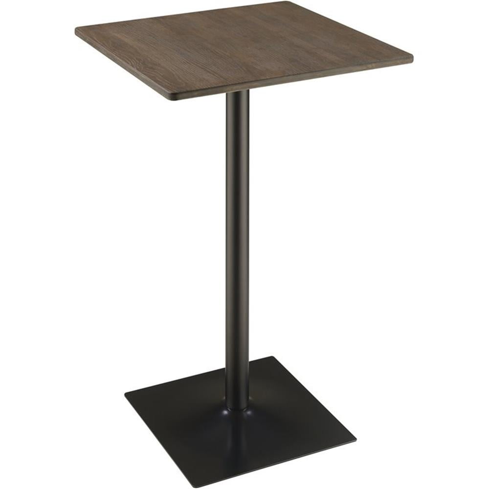 Pemberly Row Contemporary Wood Square Pub Table with Metal Base in Elm ...