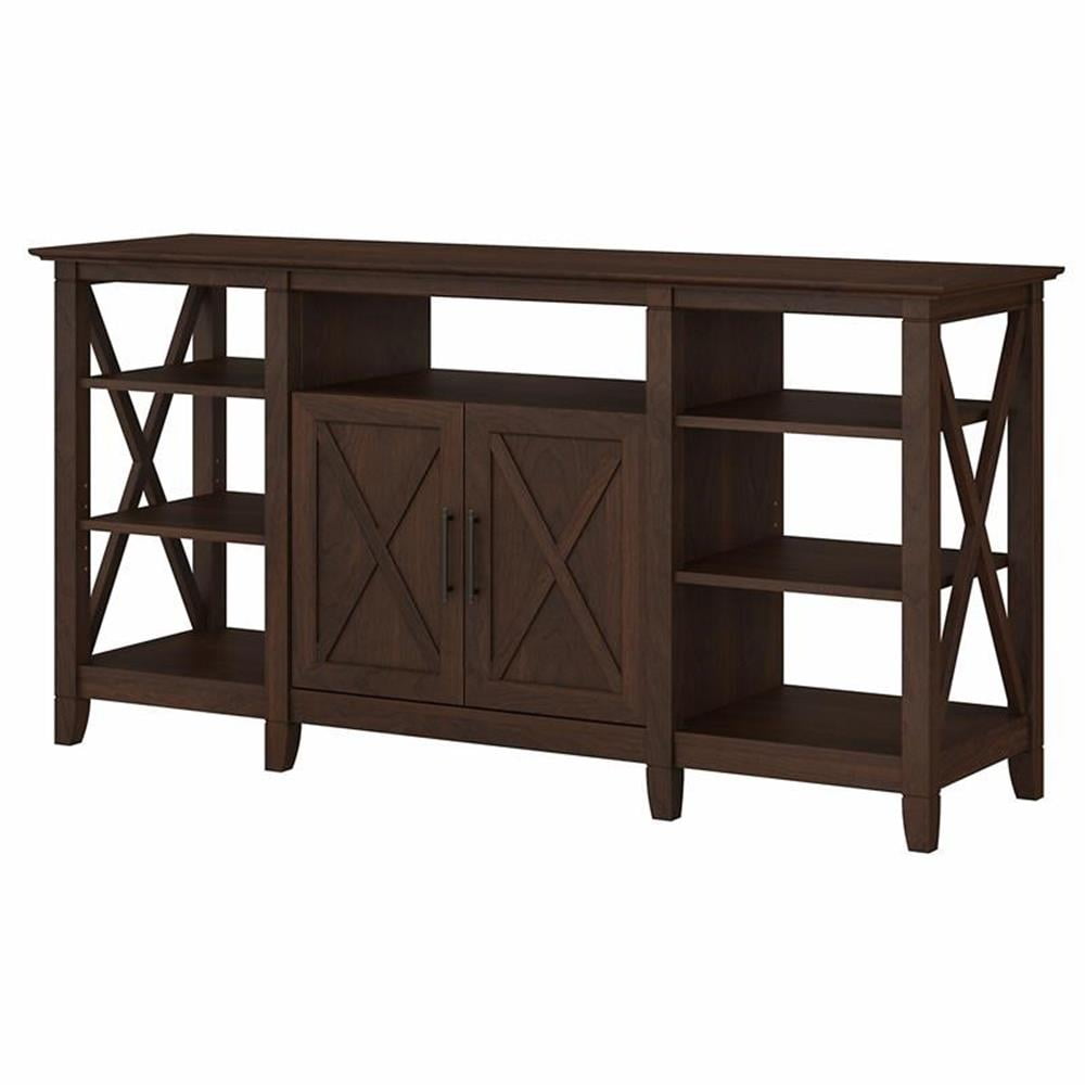 Pemberly Row Tall TV Stand for 65" TVs, Cherry Wood, Living Room ...