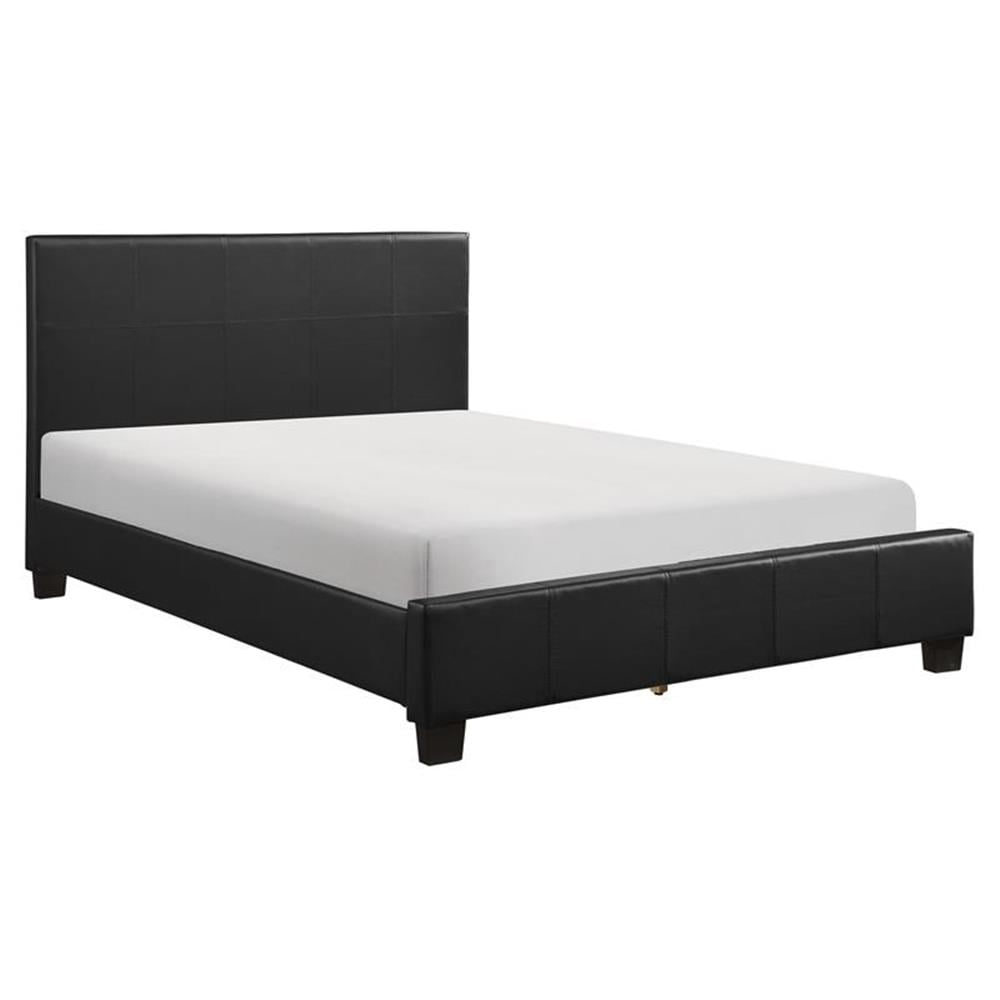 Pemberly Row Contemporary Wood and Faux Leather Full Bed in Black ...