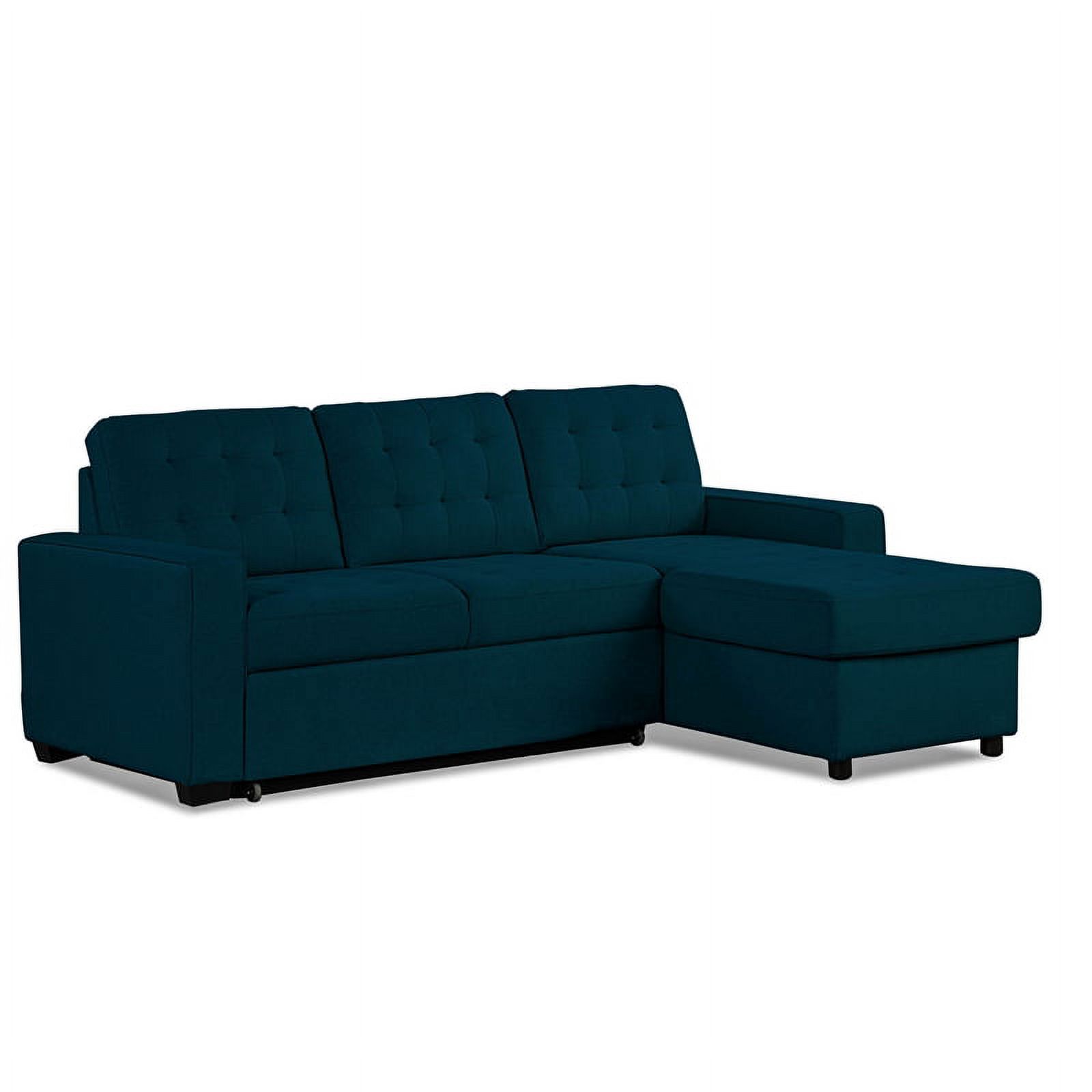 Pemberly Row Convertible Sectional in Navy Blue Fabric Upholstery ...