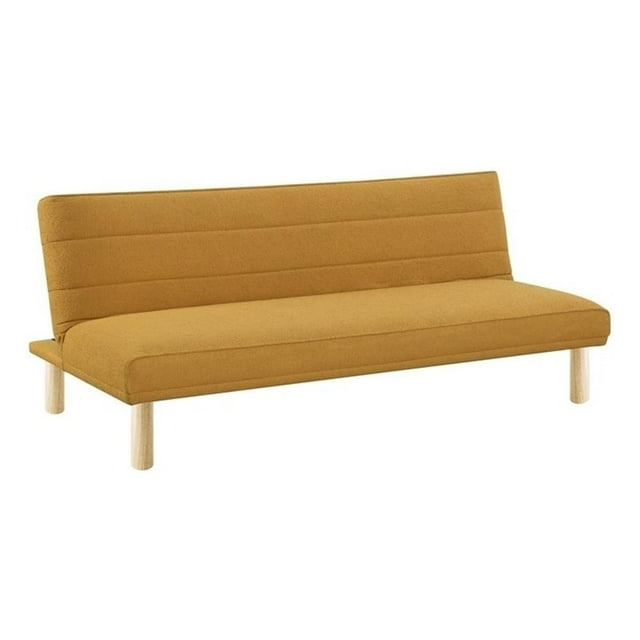 Pemberly Row Convertible Sofa in Marigold Yellow Fabric Upholstery ...