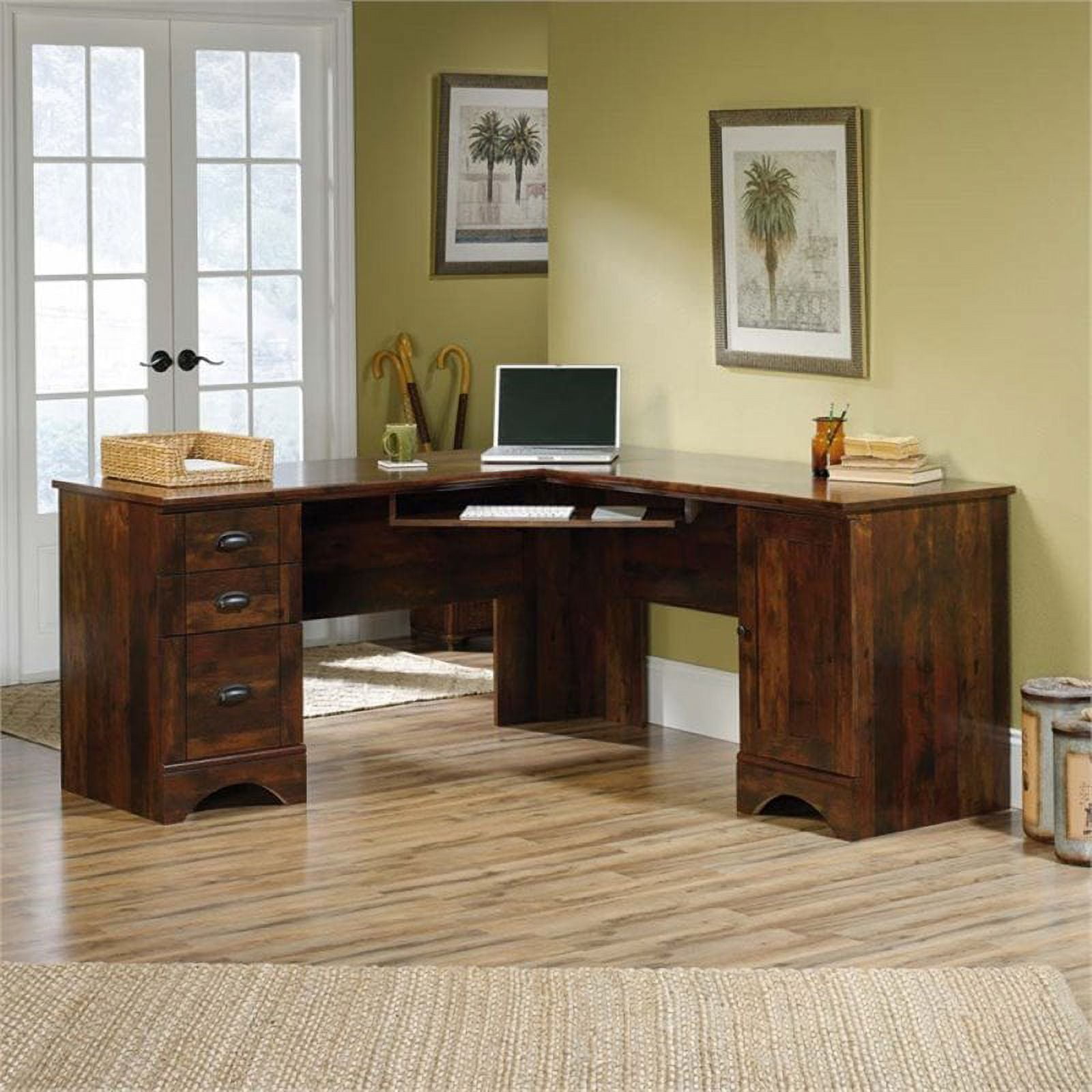 Pemberly Row Corner Computer Desk in Curado Cherry - Walmart.com