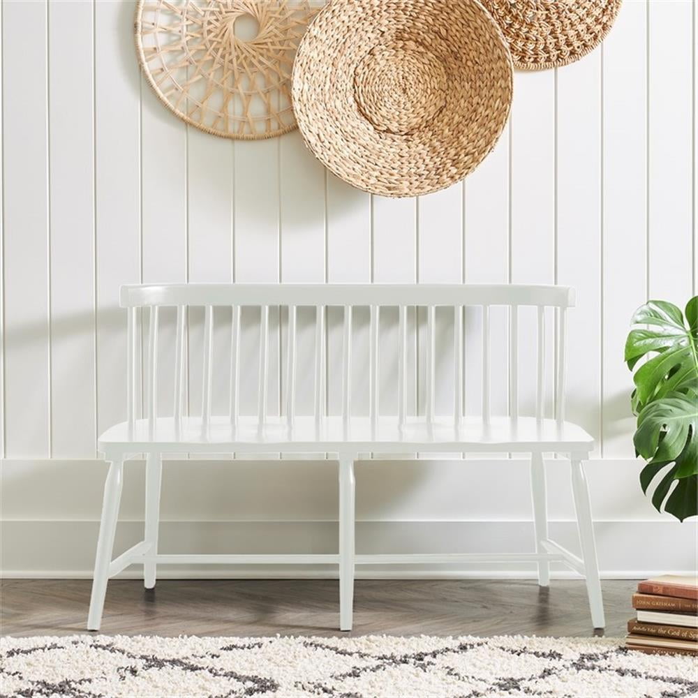 Pemberly Row Cottage Spindle Back Dining Bench - White (RTA) - Walmart.com