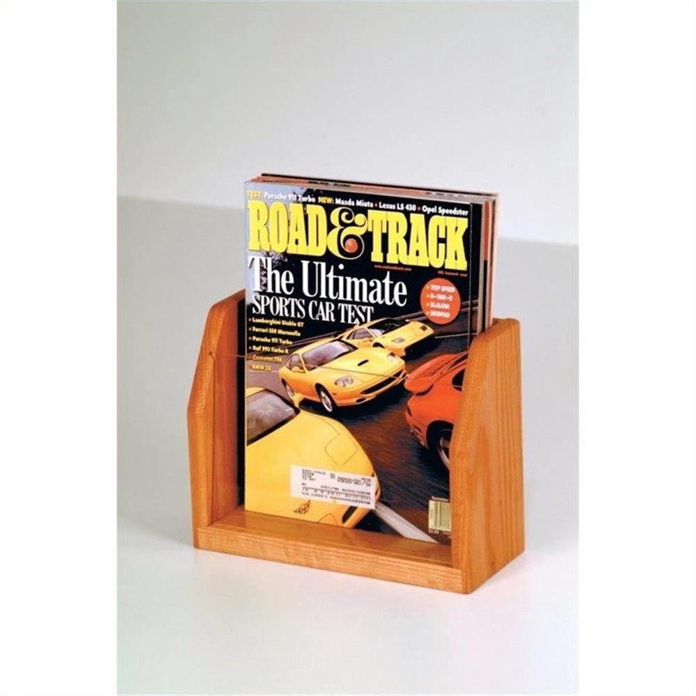 Pemberly Row Countertop Magazine Display with 1 Pocket in Medium Oak ...