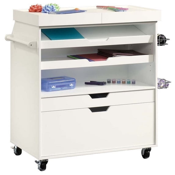 Pemberly Row Craft Cart in Soft White - Walmart.com