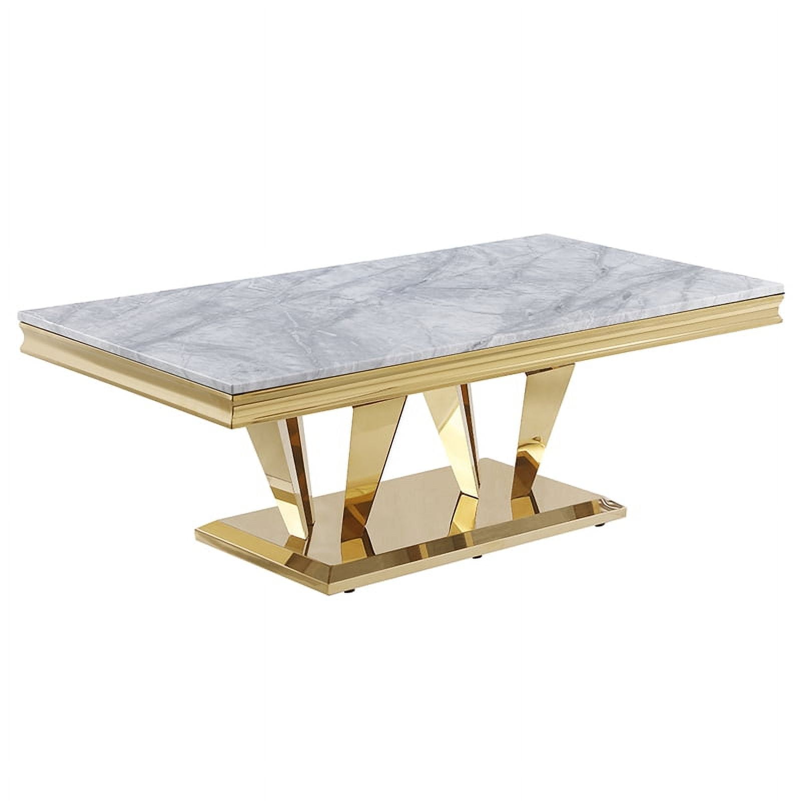 Pemberly Row Crownie Gold Rectangle Faux Marble Coffee Table - Walmart.com