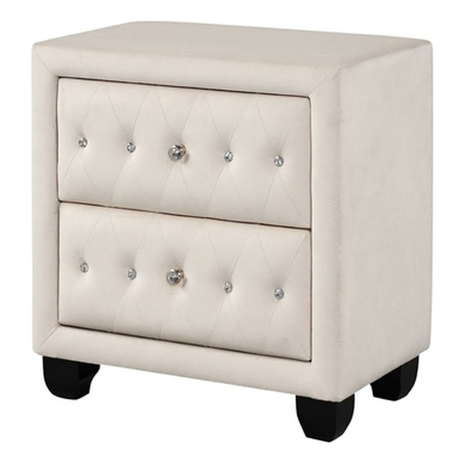 Pemberly Row Crystal Tufted Modern 2-Drawer Nightstand made with Wood ...