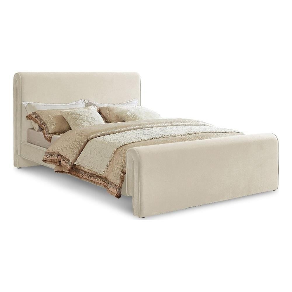 Pemberly Row Curved Headboard and Footboard King Bed in Rich Soft Cream ...