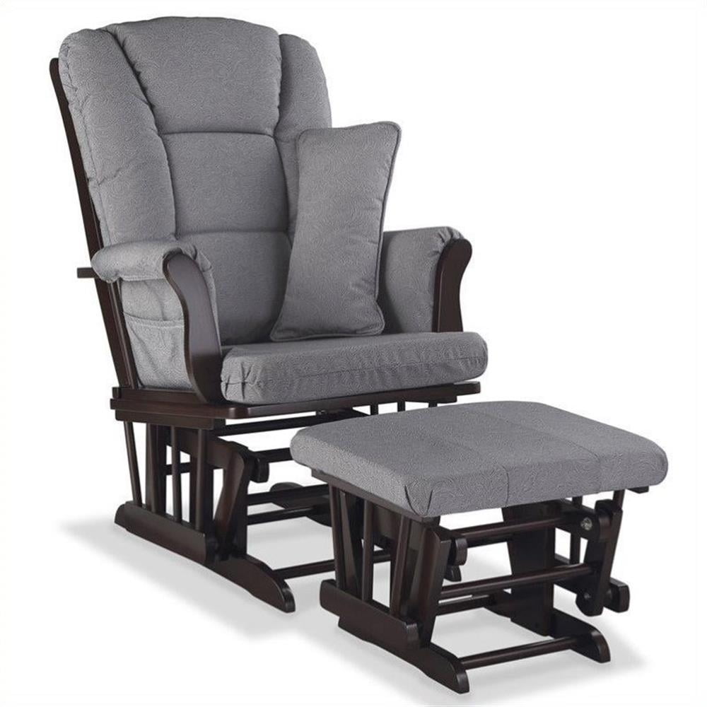 Pemberly Row Custom Glider and Ottoman in Espresso and Slate Gray ...