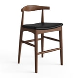 Pemberly Row Danish Design Vegan Leather Counter Height Stool in Walnut ...