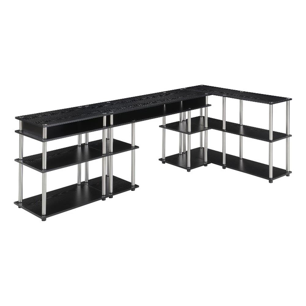 Pemberly Row Desk with Printer Stand and Console Table Set in Black ...