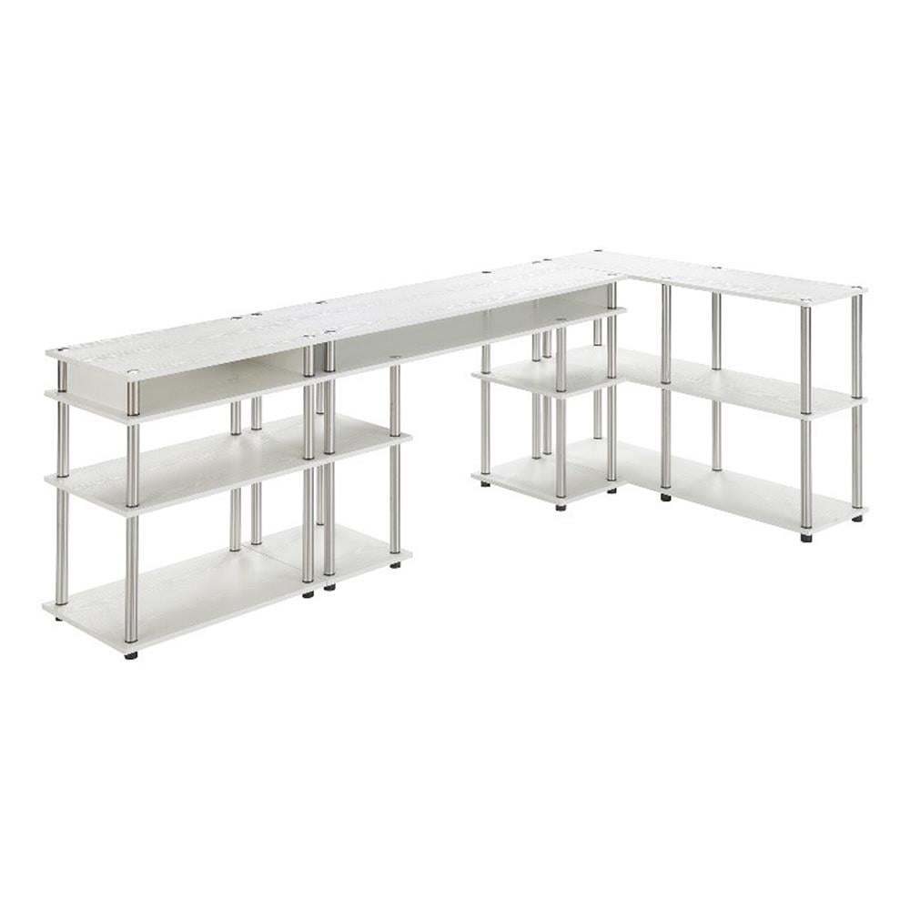 Pemberly Row Desk with Printer Stand and Console Table Set in White ...