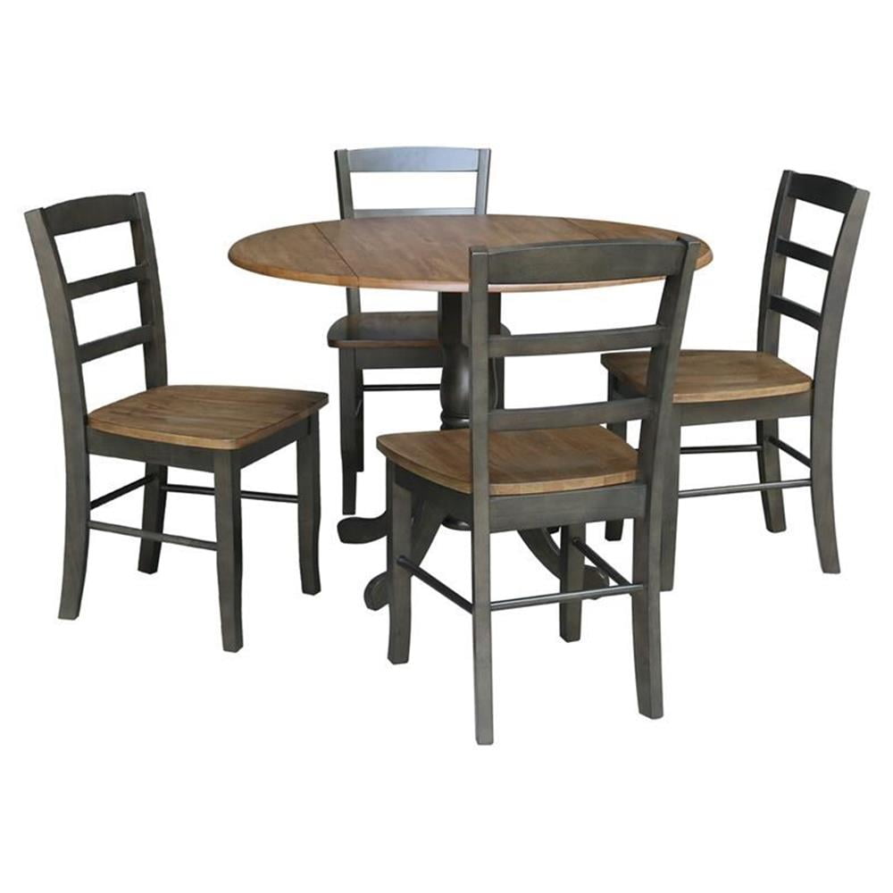 Pemberly Row Dining Table w/ 4 Madrid Ladderback Chairs - Hickory ...