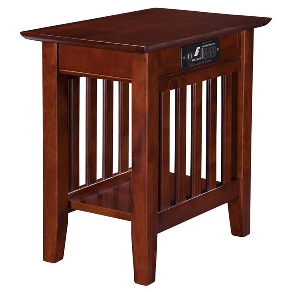 Pemberly Row End Table Coffee Accent Table Rectangle in Wood - Walnut - Walmart.com