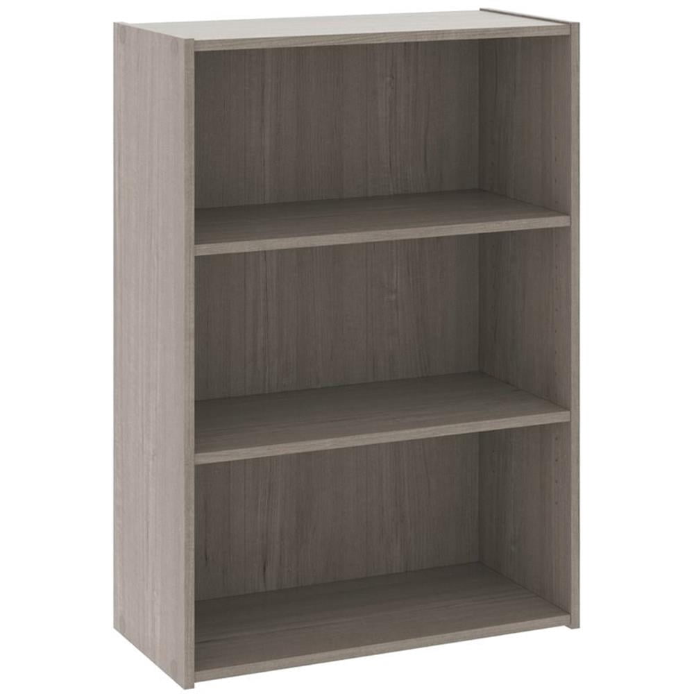 Pemberly Row Engineered Wood 3-Shelf Bookcase in Silver Sycamore / Gray ...