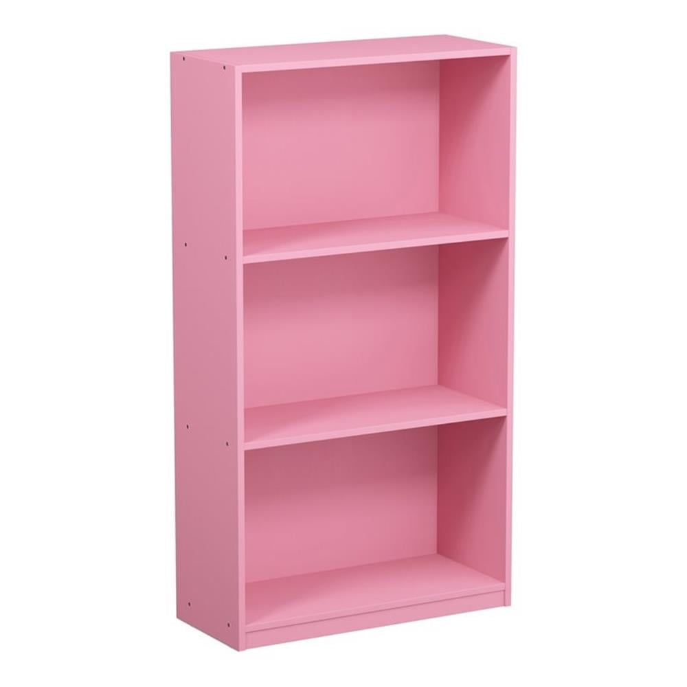 Pemberly Row Engineered Wood 3-Tier Bookcase Storage Shelves in Pink ...