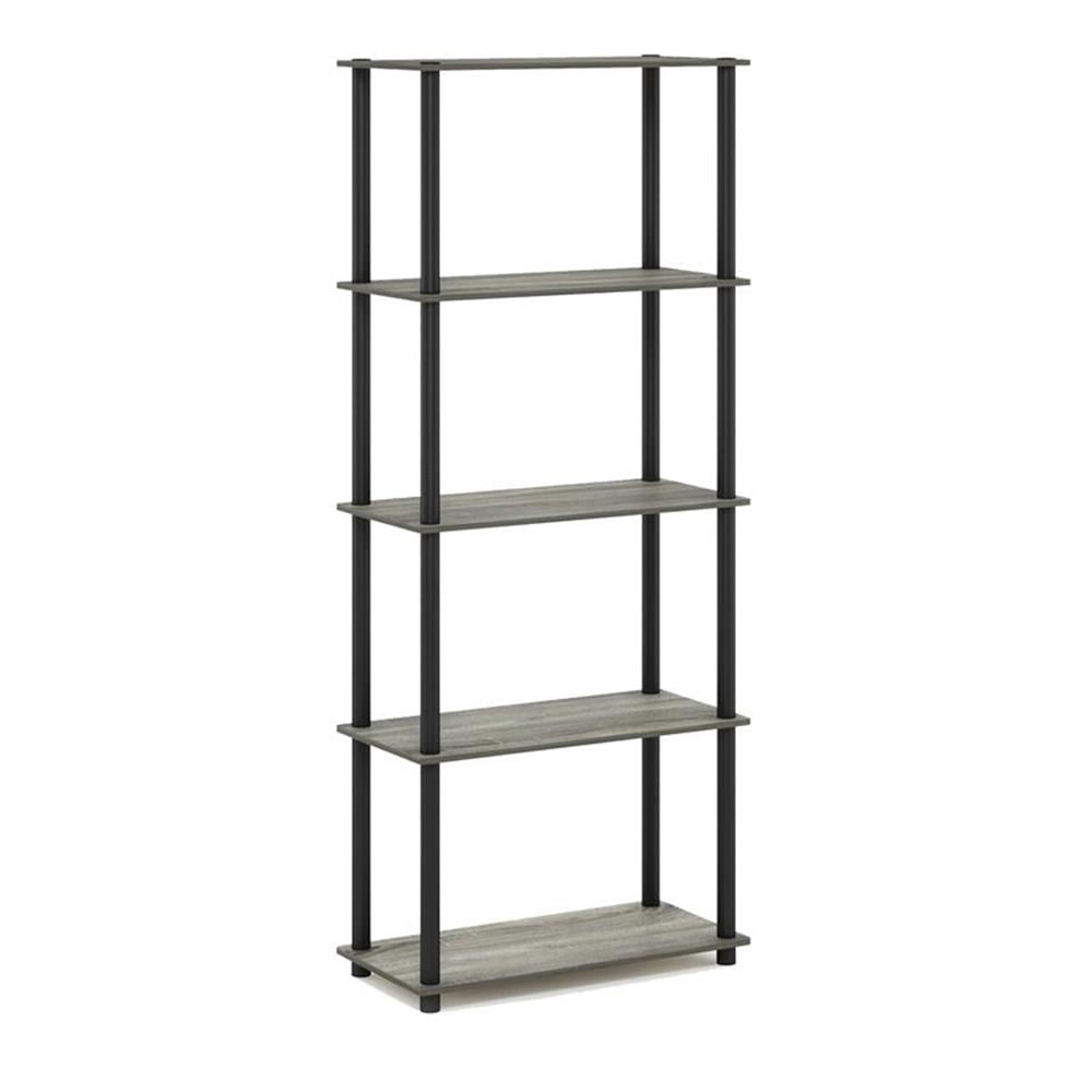 Pemberly Row Engineered Wood 5-Tier Shelf Display Rack in Oak Gray ...