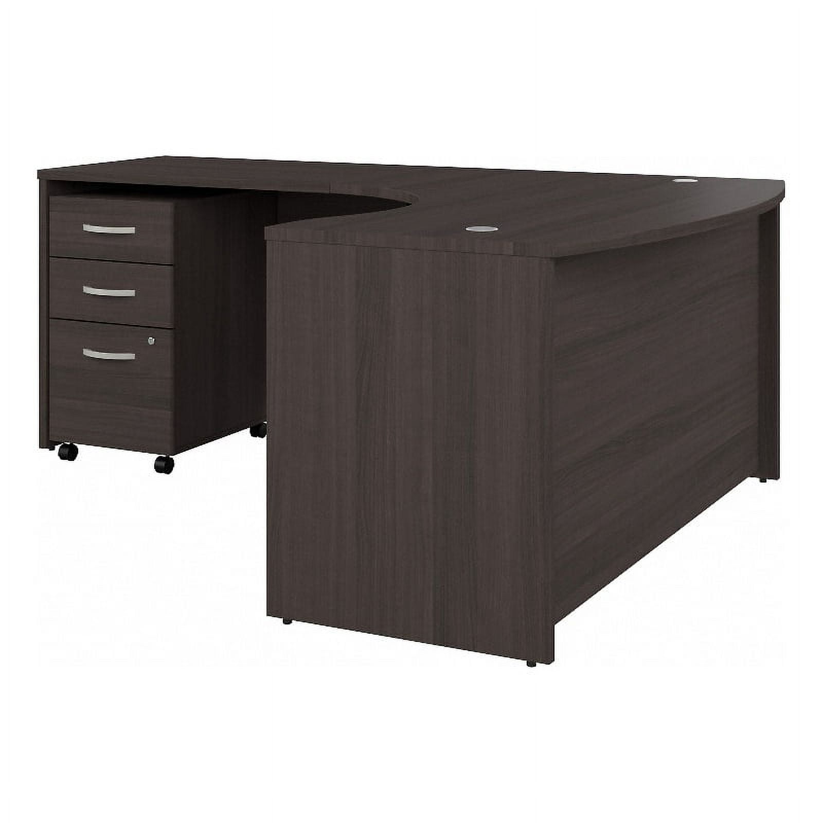 Pemberly Row Engineered Wood 60W Left Hand L-Bow Desk with Drawers in ...