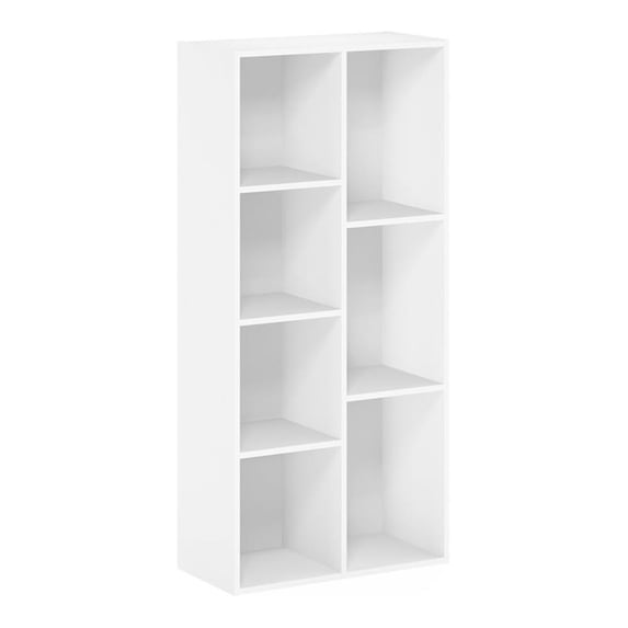Pemberly Row Engineered Wood 7-Cube Reversible Open Shelf in White ...