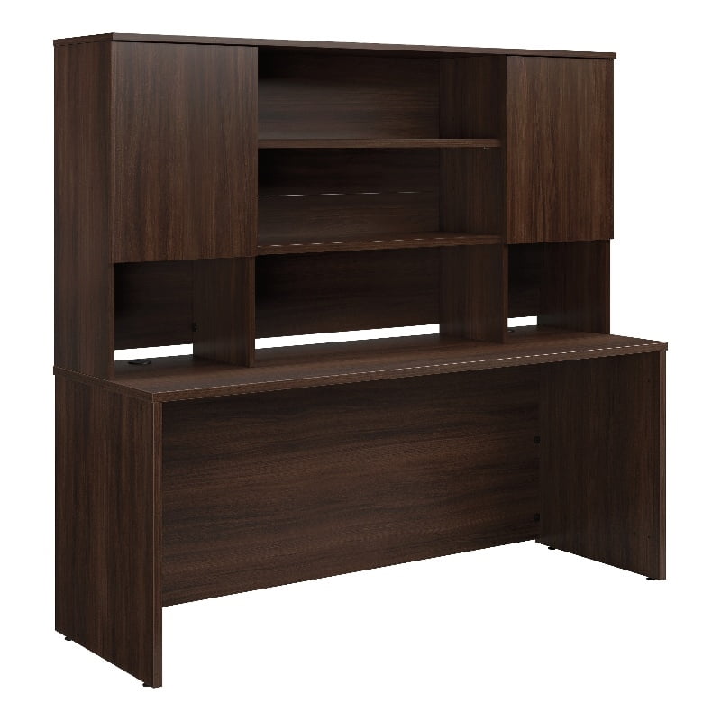 Pemberly Row Engineered Wood 72"x24" Desk with Hutch Bundle in Noble ...