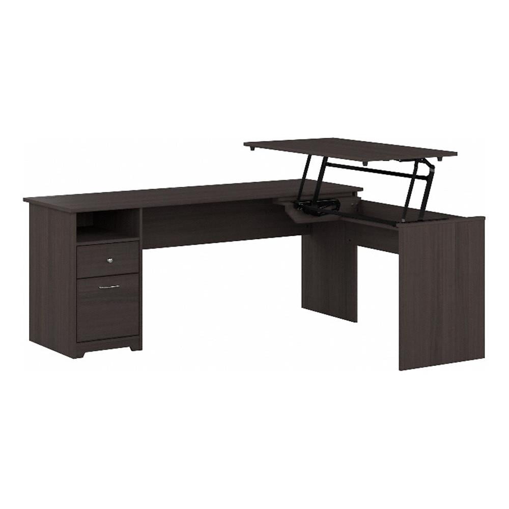 Pemberly Row Engineered Wood 72W 3 Position Sit to Stand L Desk in ...