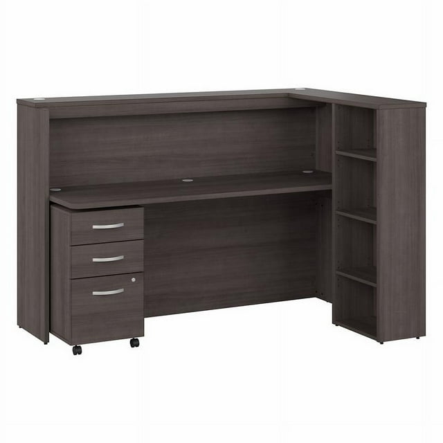 Pemberly Row Engineered Wood 72W Cubicle Desk with Shelves & Drawers in ...