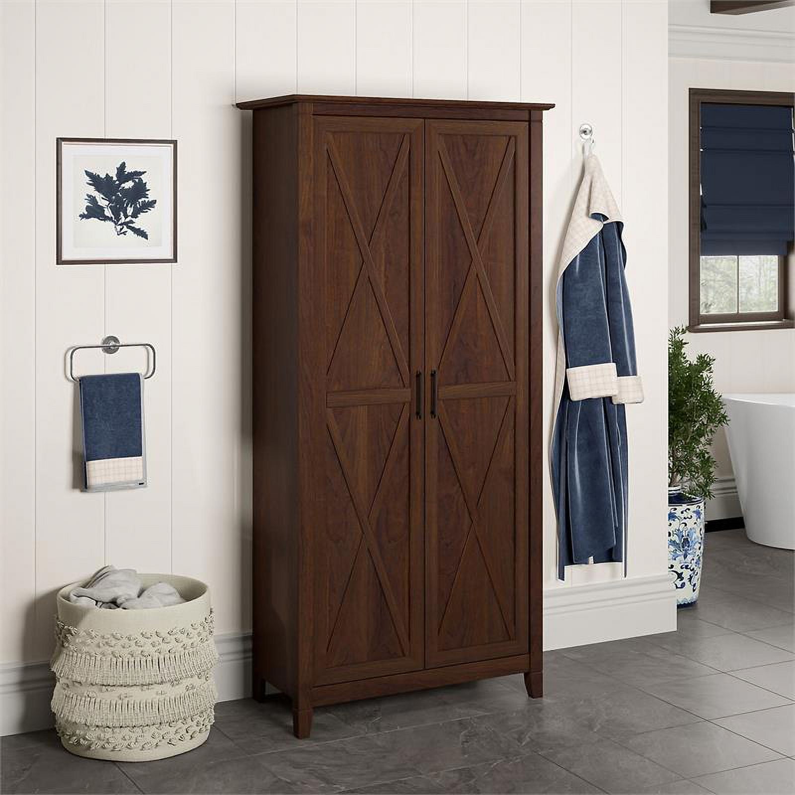 Pemberly Row Engineered Wood Bathroom Storage Cabinet with Doors in ...