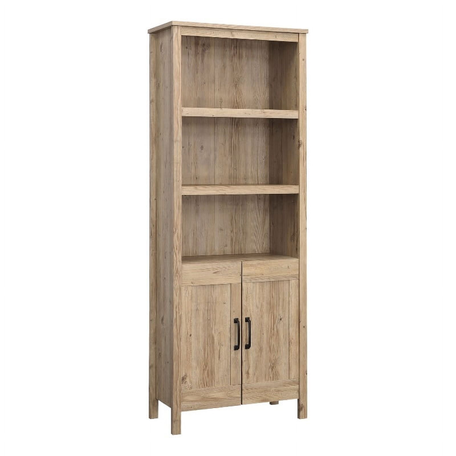 Pemberly Row Engineered Wood Bookcase with Doors in Khaki Pine Finish ...