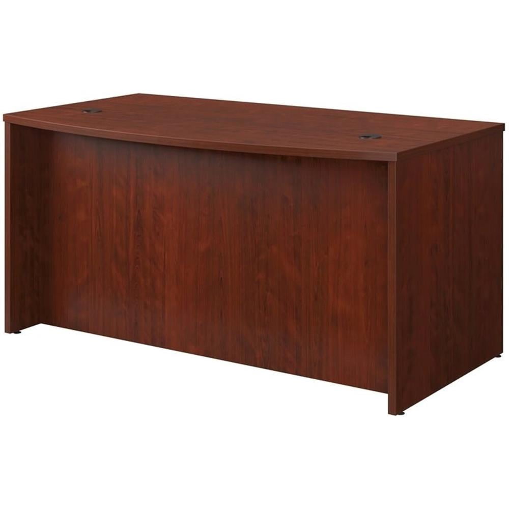 Pemberly Row Engineered Wood Bowfront Executive Desk in Classic Cherry ...