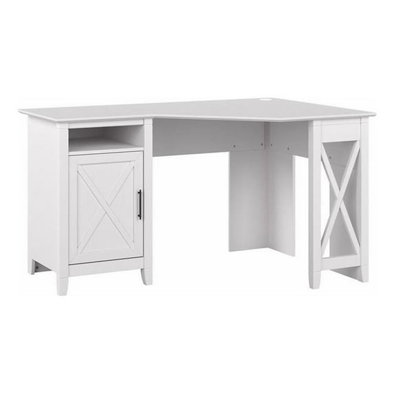 Pemberly Row Engineered Wood Corner Computer Desk w/ Storage in Pure ...