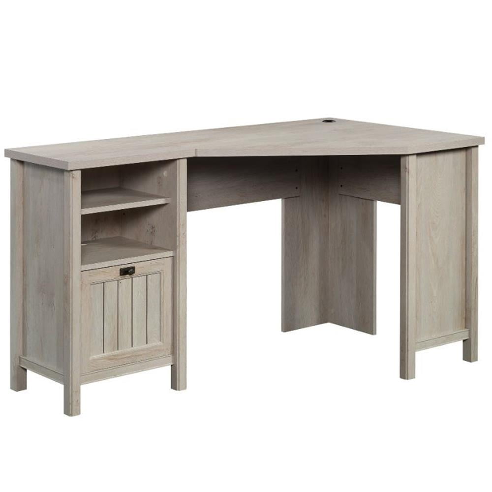 Pemberly Row Engineered Wood Corner Desk in Chalked Chestnut Finish ...