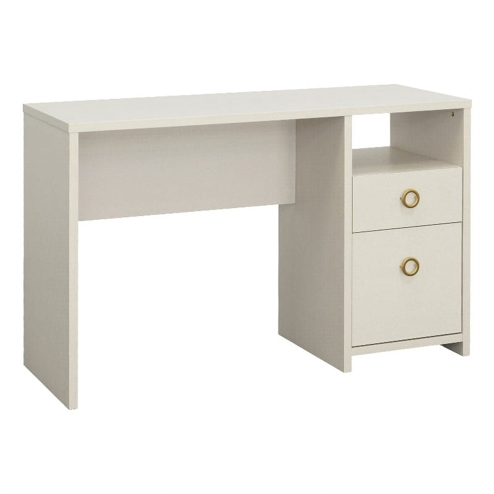 Pemberly Row Engineered Wood Desk in Dove Linen / Off White Finish ...