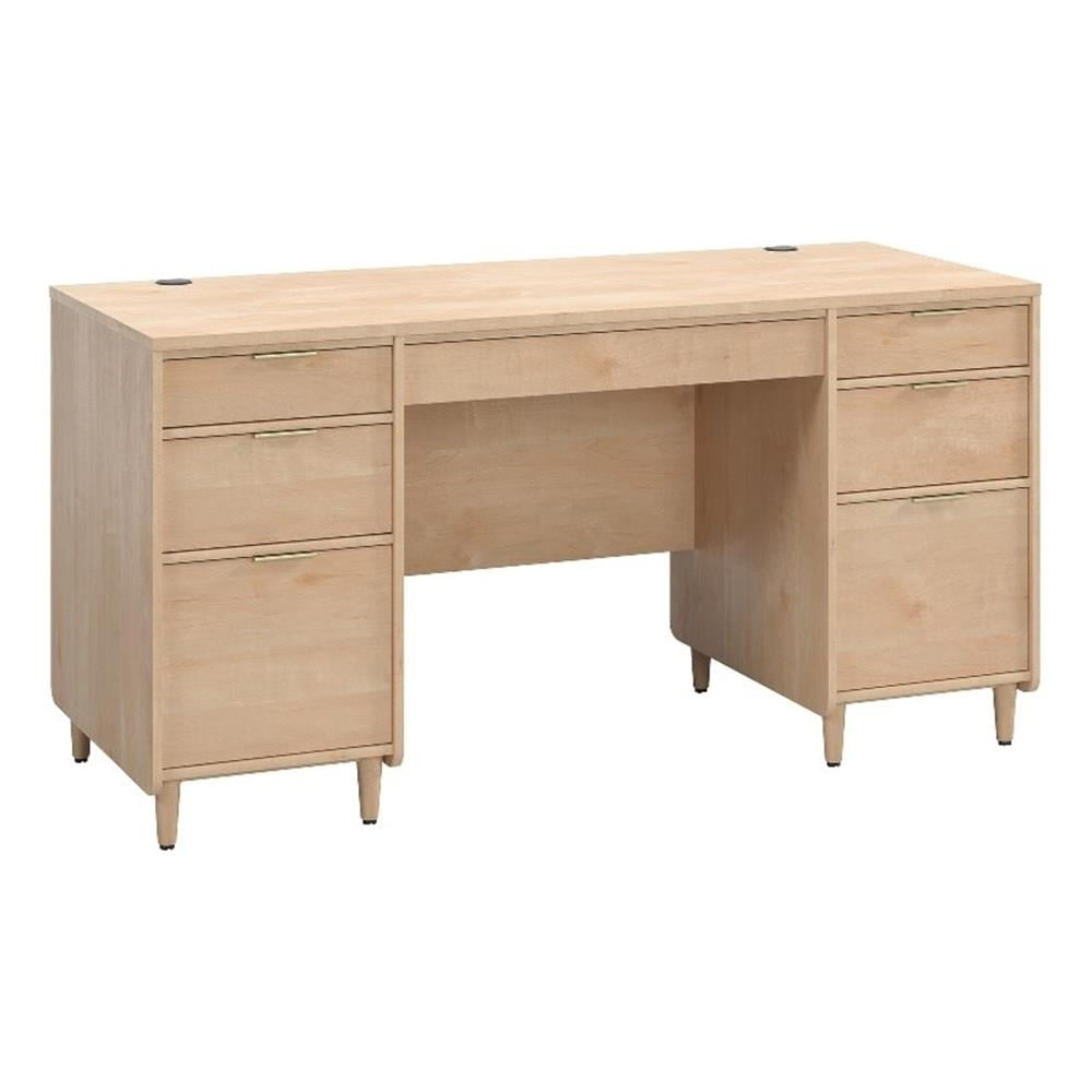 Pemberly Row Engineered Wood Executive Desk in Natural Maple - Walmart.com