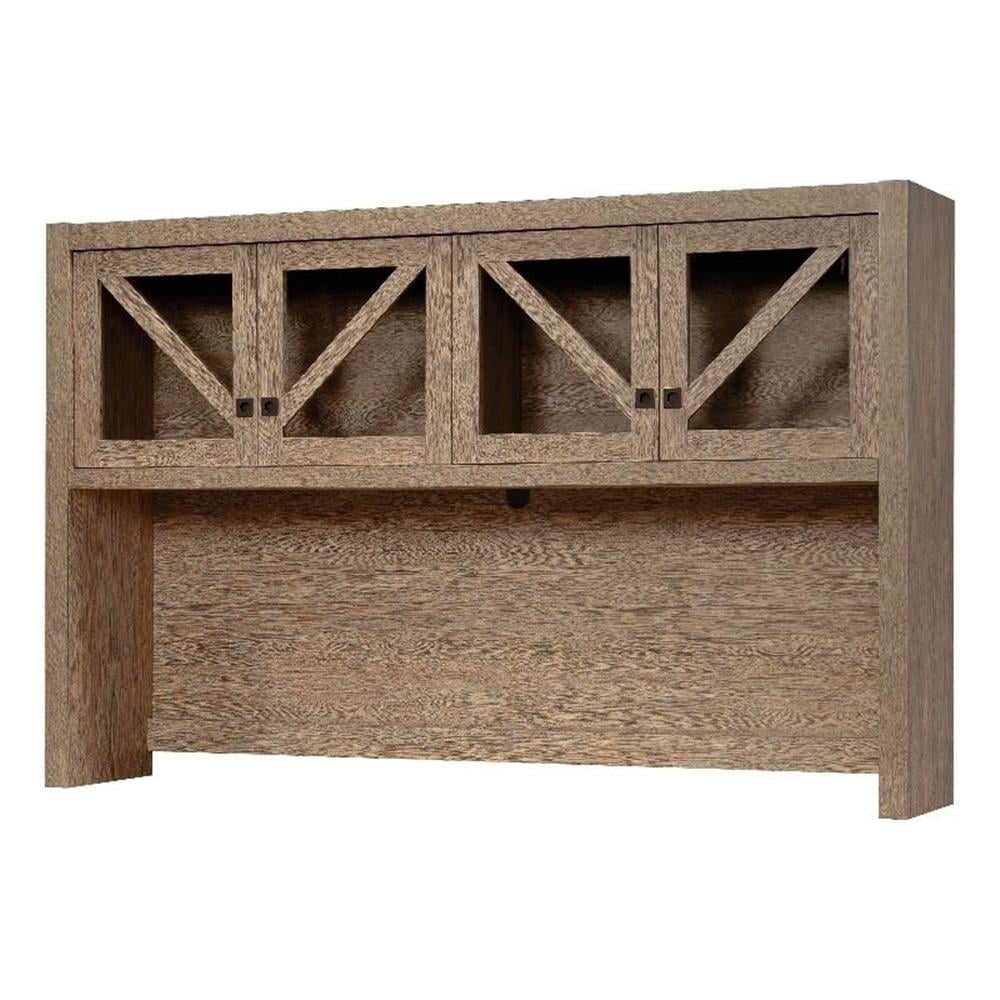 Pemberly Row Engineered Wood Large Hutch in Brushed Oak Finish ...