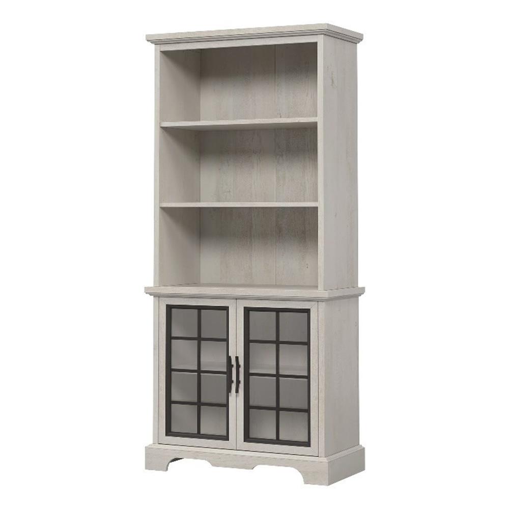 Pemberly Row Engineered Wood Library with Doors in Winter Oak - Walmart.com