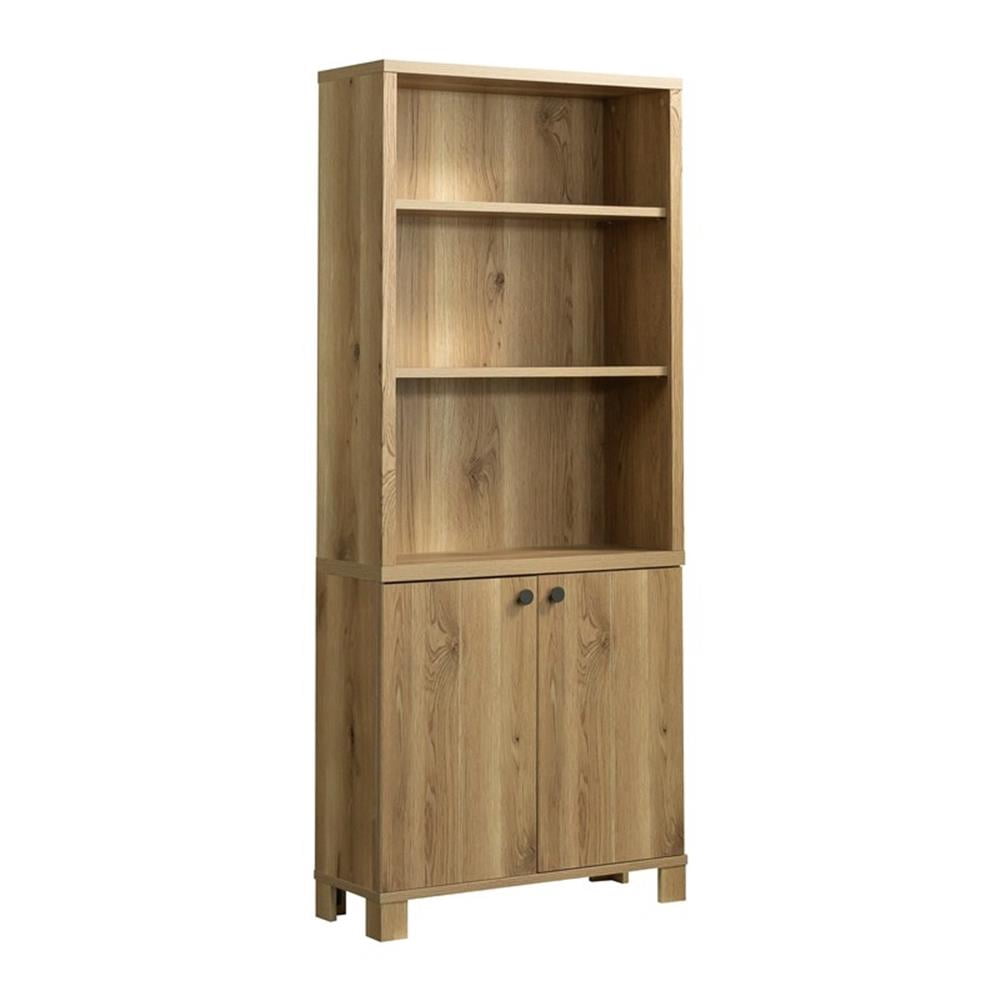 Pemberly Row Engineered Wood Library with Hidden Storage in Timber Oak ...