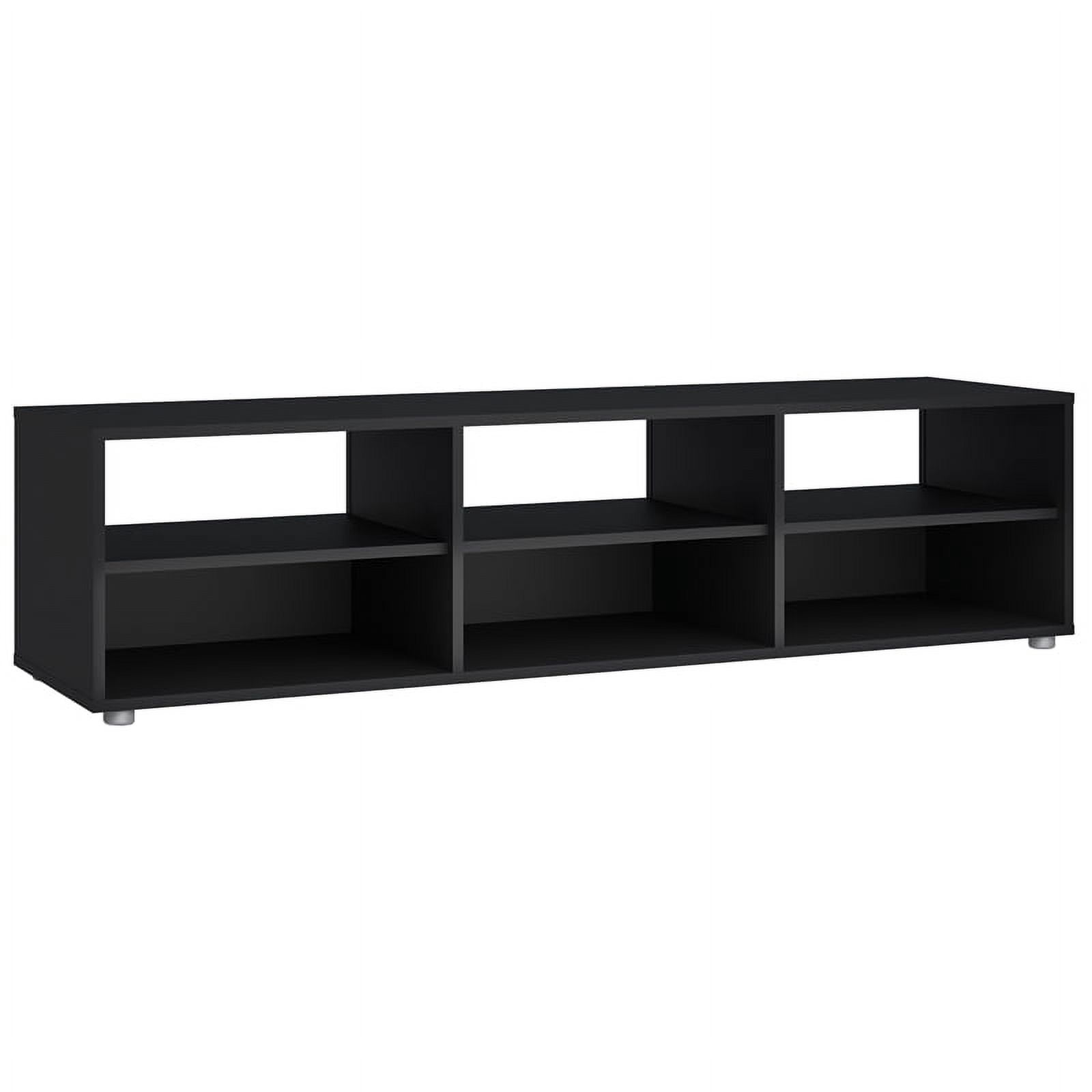 Pemberly Row Engineered Wood Media 6 Shelf TV Stand in Black - Walmart.com