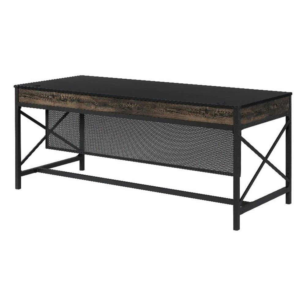 Pemberly Row Engineered Wood/Metal 72x30 Table Desk in Carbon Oak ...