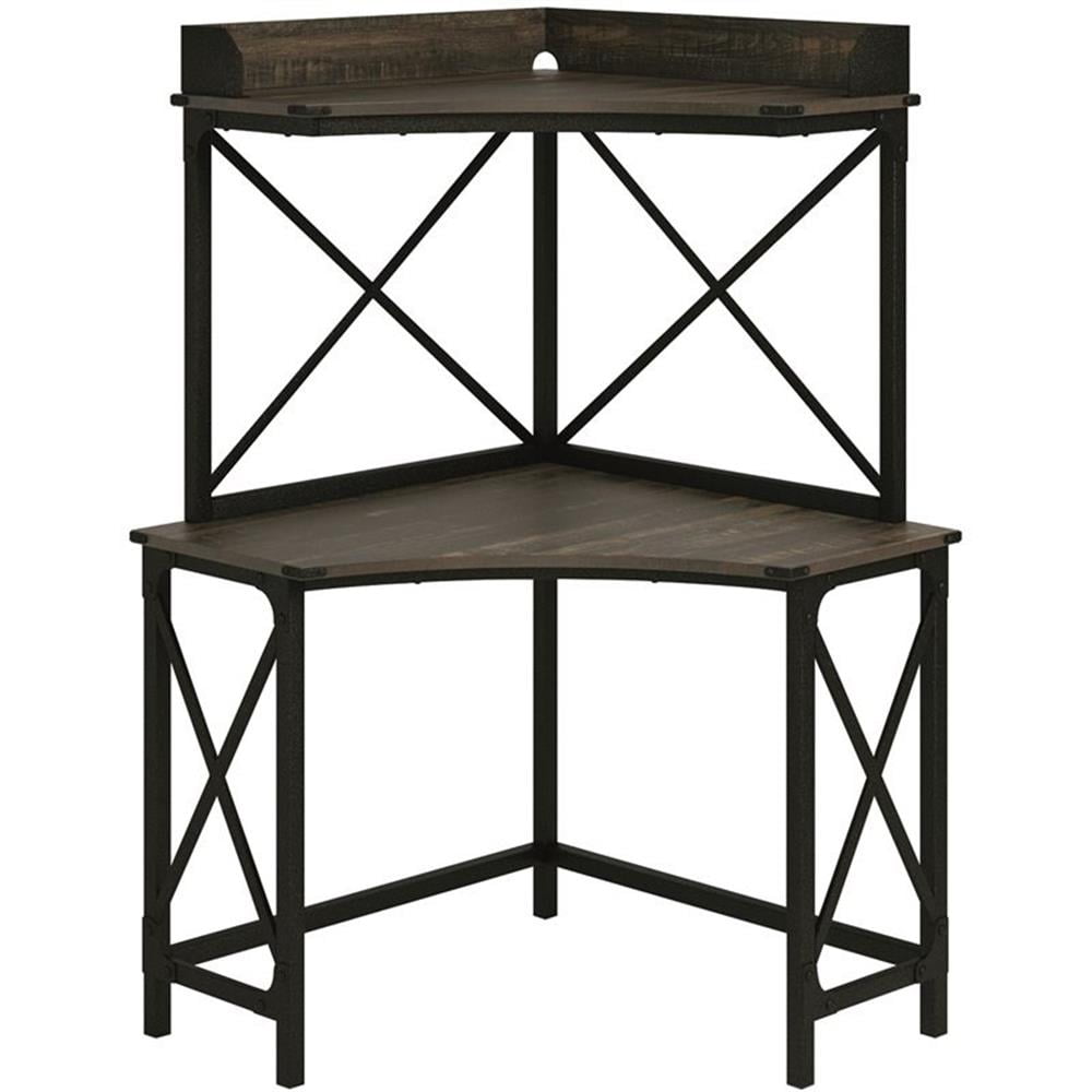 Pemberly Row Engineered Wood/Metal Corner Home Office Desk in Carbon ...