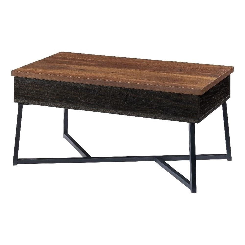 Pemberly Row Engineered Wood/Metal Lift-Top Coffee Table in Brew Oak ...
