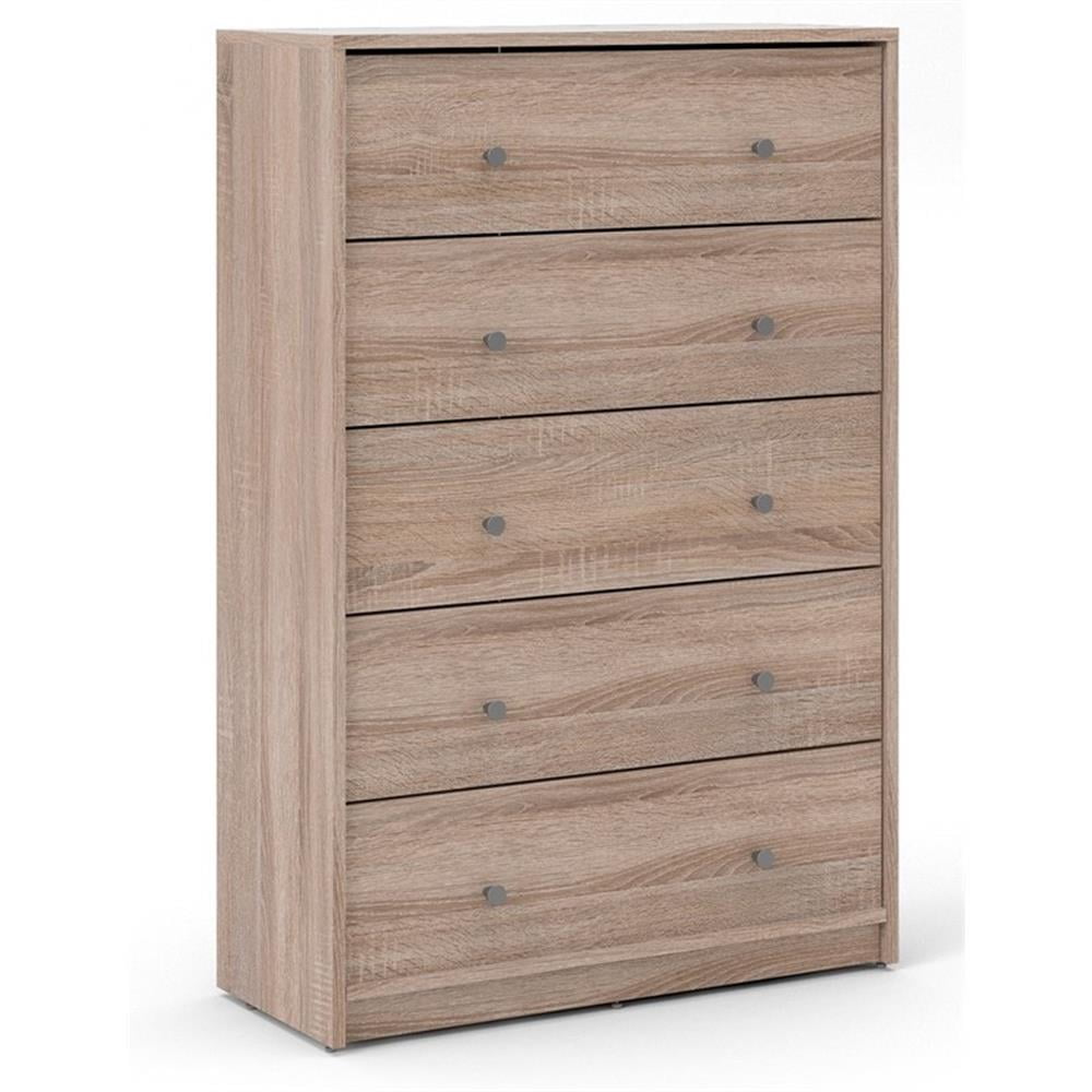 Pemberly Row Engineered Wood Portalnd 5 Drawer Chest in Truffle ...