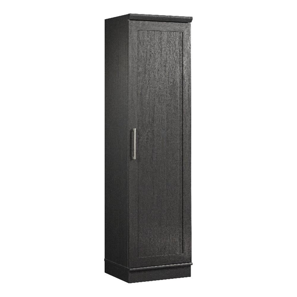 Pemberly Row Engineered Wood Single Door Pantry in Raven Oak Finish ...