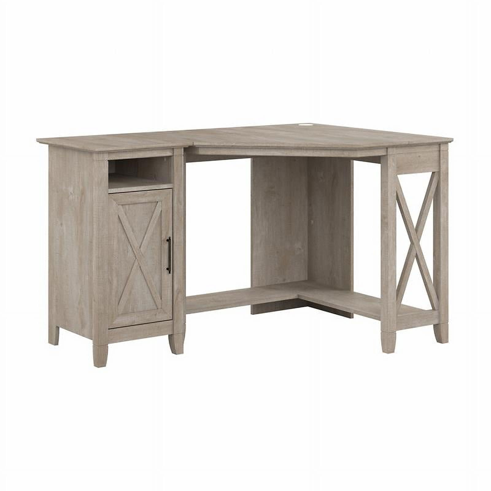 Pemberly Row Engineered Wood Small Corner Desk w/ Storage Cabinet in ...