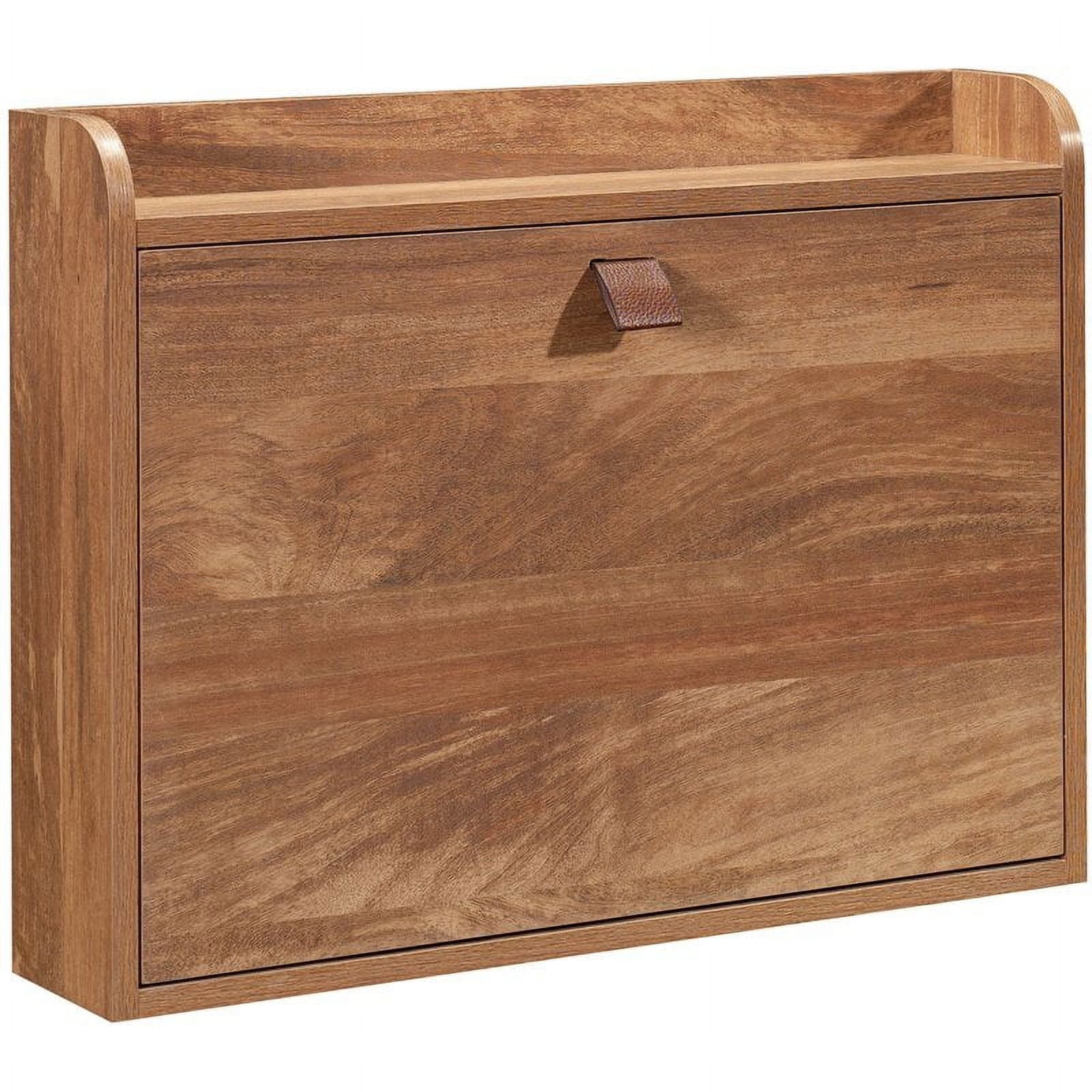 Pemberly Row Engineered Wood Wall Mount Desk in Sindoori Mango/Brown ...