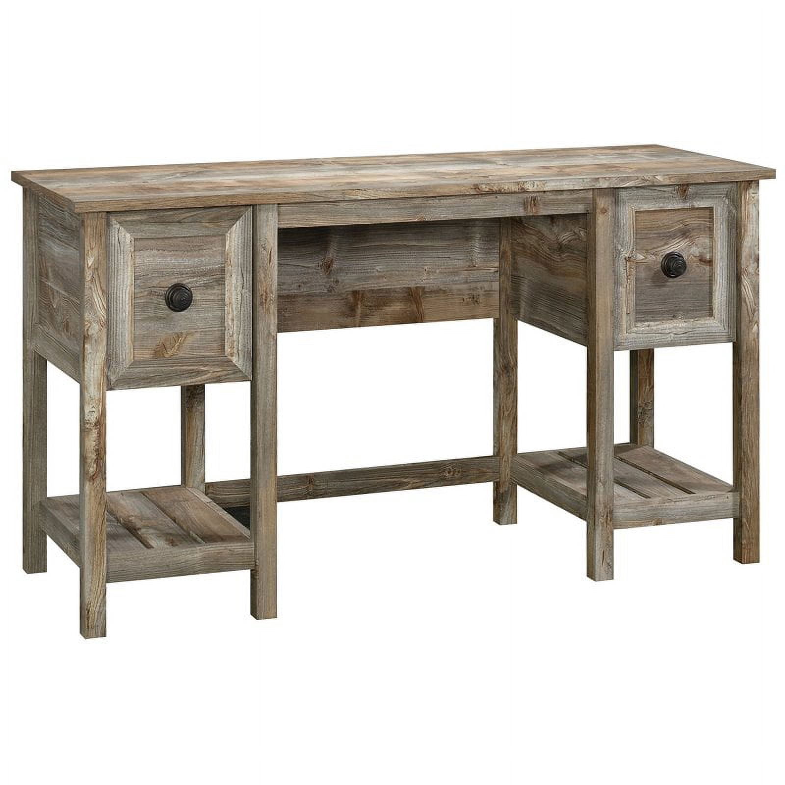 Pemberly Row Engineered Wood Writing Desk in Rustic Cedar/Brown ...