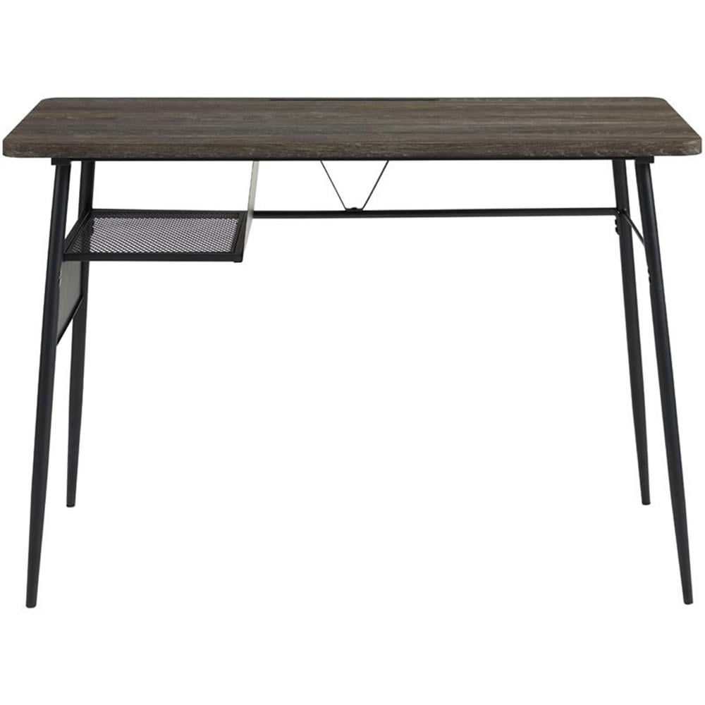 Pemberly Row Engineered Wood Writing Desk with Shelf in Cerused Ash ...