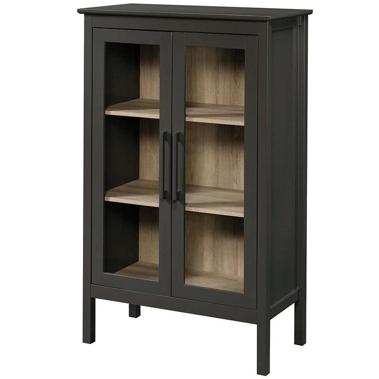 Pemberly Row Engineered Wood and Tempered Glass Curio Cabinet in Slate ...