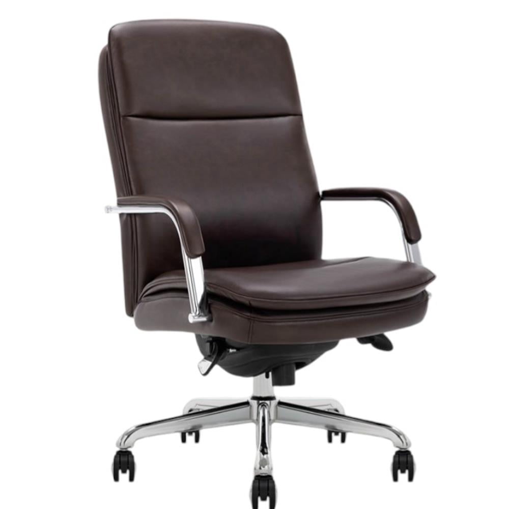 Pemberly Row Executive Mid-Back Office Chair Bonded Leather Brown and ...